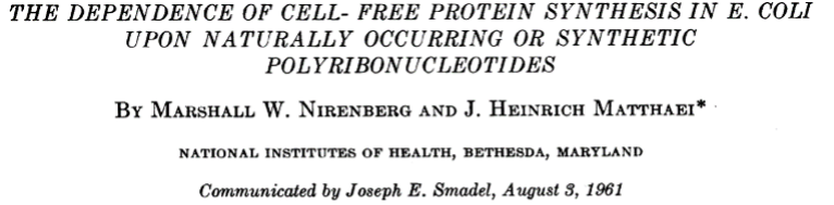 Chapter 16: Nirenberg and Khorana decipher the genetic code